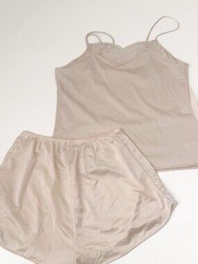 Intimates & Sleepwear | Vintage Shadowline Set Nude Tan Short 5 Size 32 ...